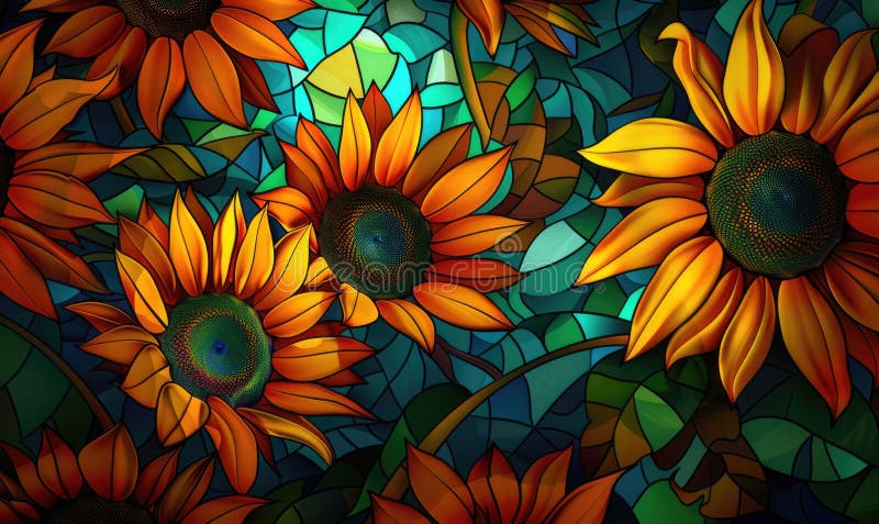 Sunflowers in Abstract Art Style Stock Photo - Image of bright, beauty ...