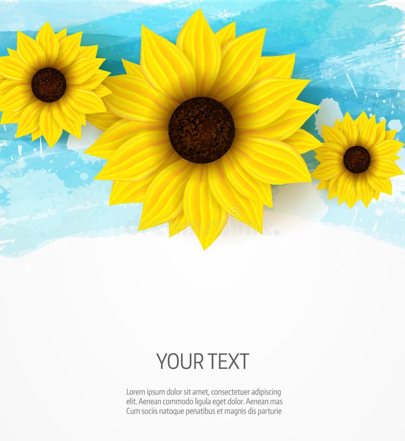 Sunflowers on Blue Abstract Background Stock Vector - Illustration of ...