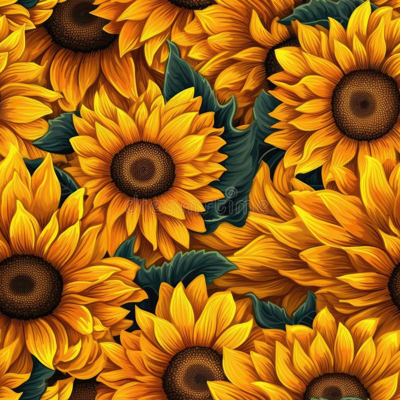 Sunflowers Closeup, Background. Seamless Background. Generative AI ...