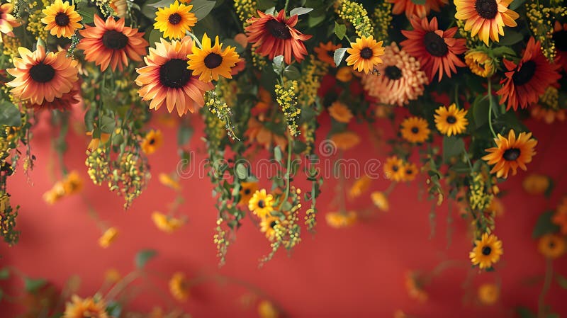 Sunflowers Dangle Artfully, Creating a Unique Floral Design Stock Image ...