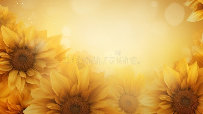 Sunflowers Frame with Double Exposure Effect, Warm and Bright Greeting ...