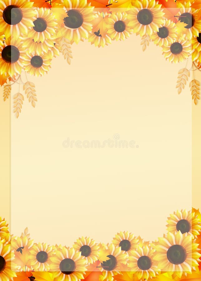 Sunflowers Frame on White Background Stock Vector - Illustration of ...