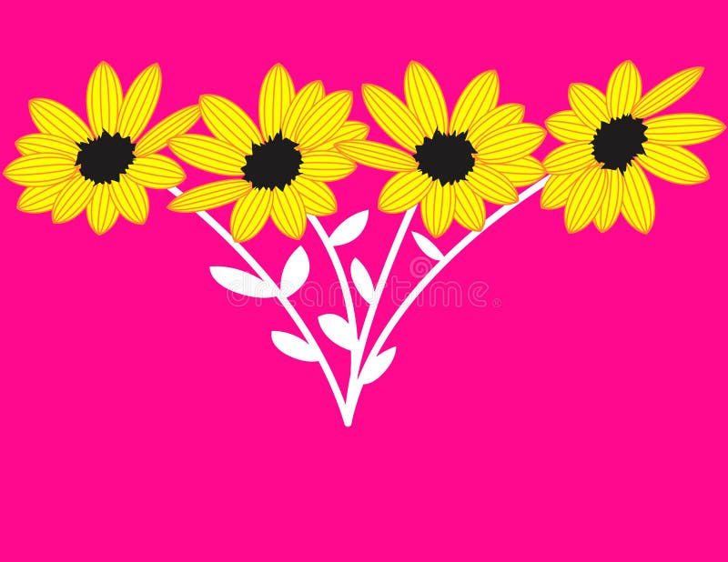 Sunflowers on Pink Background Stock Vector - Illustration of clipart ...