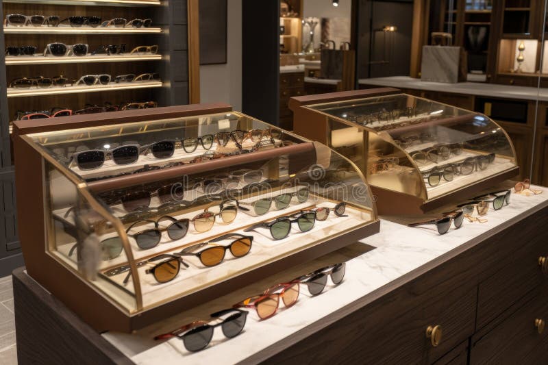 Sunglasses and Accessories Displays, with Multiple Brands Showcased in ...
