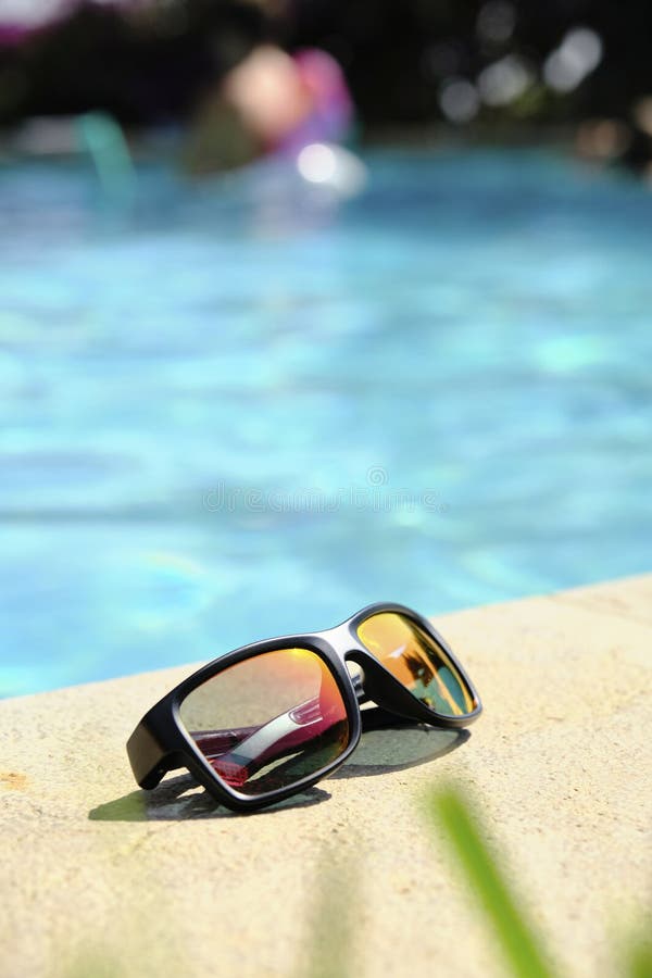 Sunglasses on the Background of the Pool Stock Photo - Image of retro ...