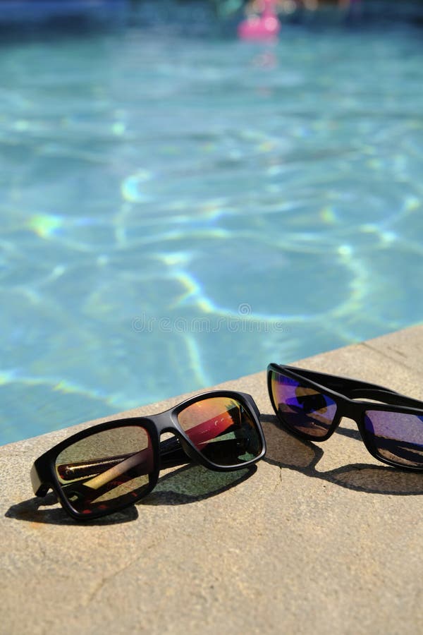 Sunglasses on the Background of the Pool Stock Image - Image of fashion ...