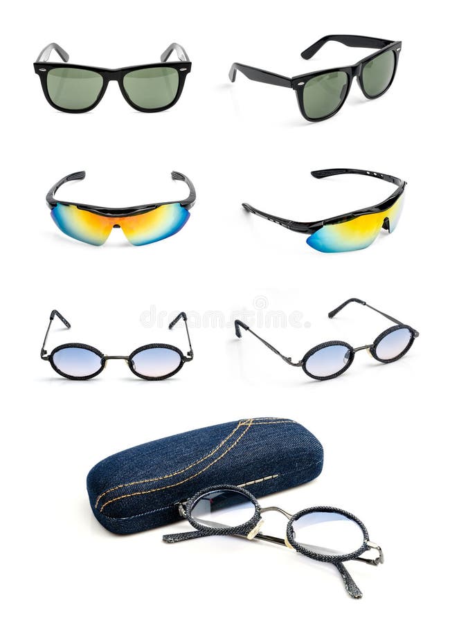 Sunglasses Collection Isolated on White. Stock Image - Image of optical ...