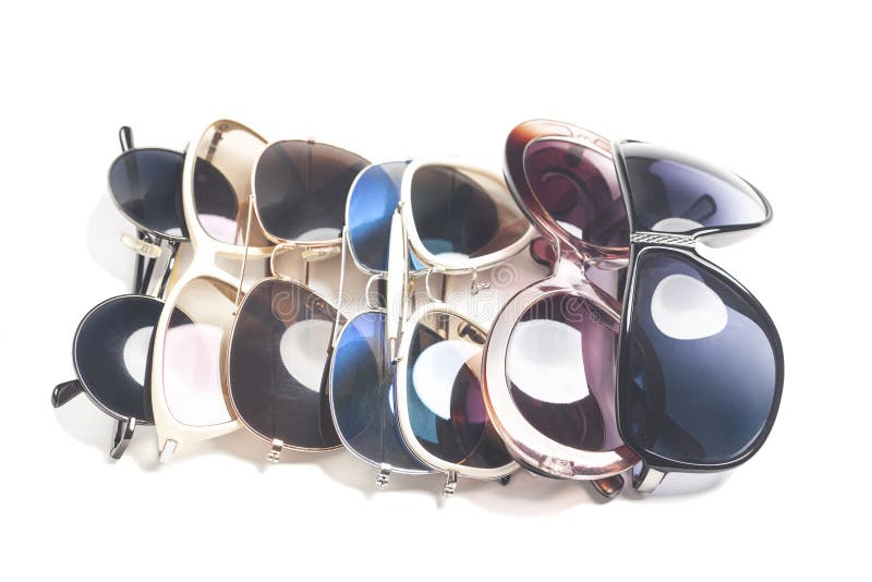 Sunglasses Collection Set Isolated on White Background. Stock Photo ...