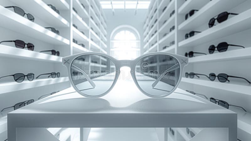 Sunglasses on Display in a Shop Window. 3d Rendering Stock Illustration ...