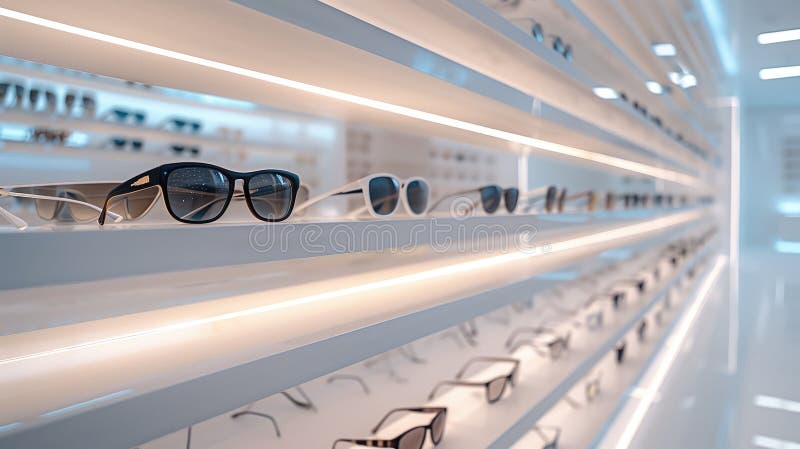 Sunglasses on Display in a Shop Window. 3d Rendering Stock Illustration ...