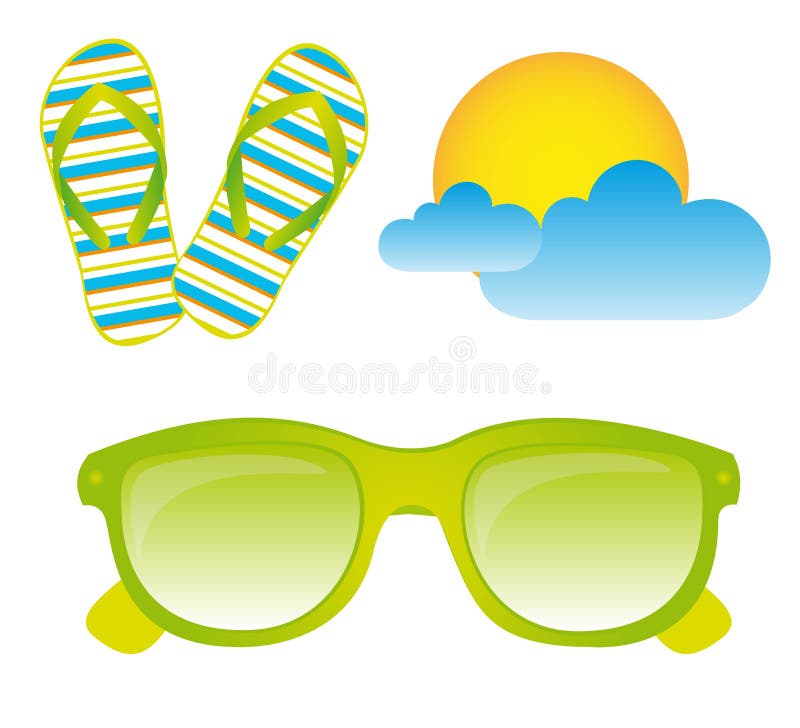 Sunglasses, Flip Flops, Vector Stock Vector - Illustration of tropic ...