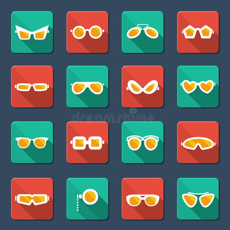 Sunglasses and Glasses Icons Stock Vector - Illustration of stylish ...