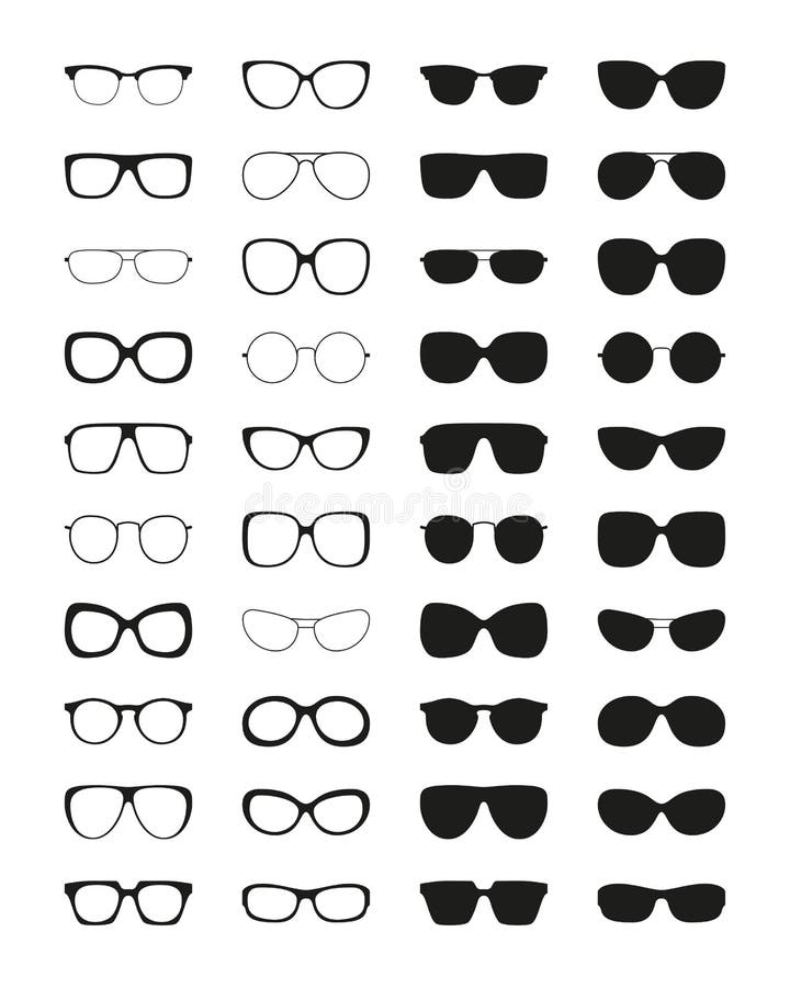 Sunglasses Icon Set. Different Spectacle Frames and Shapes Stock Vector ...