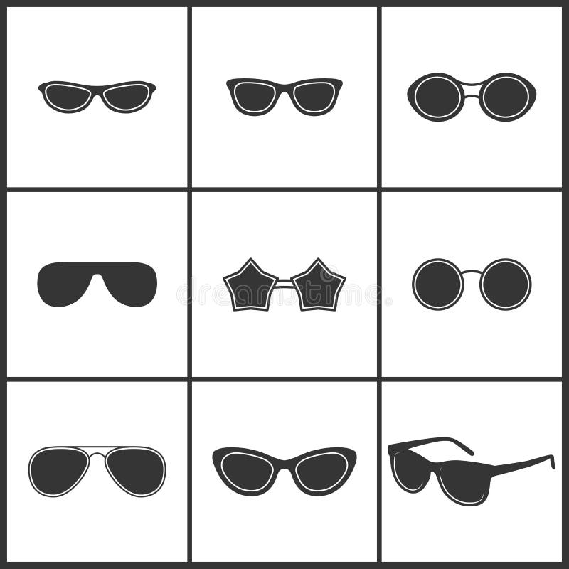 Sunglasses icons stock illustration. Illustration of pictogram - 98601424