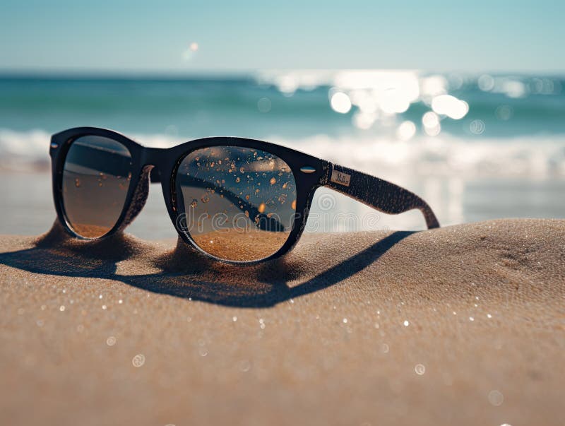 Sunglasses Lying on the Sand at the Beach Stock Illustration ...