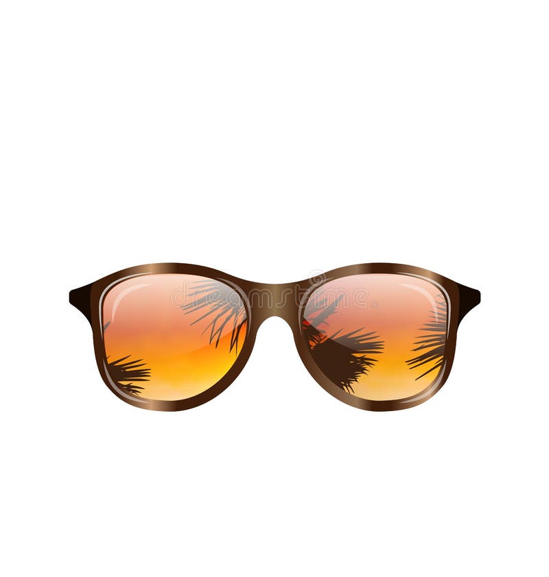 Sunglasses With Palms Reflection Stock Vector Illustration Of Light Concept 72220210