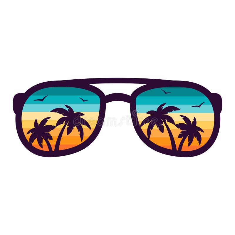 Sunglasses with Palms Reflection Stock Vector - Illustration of fashion ...