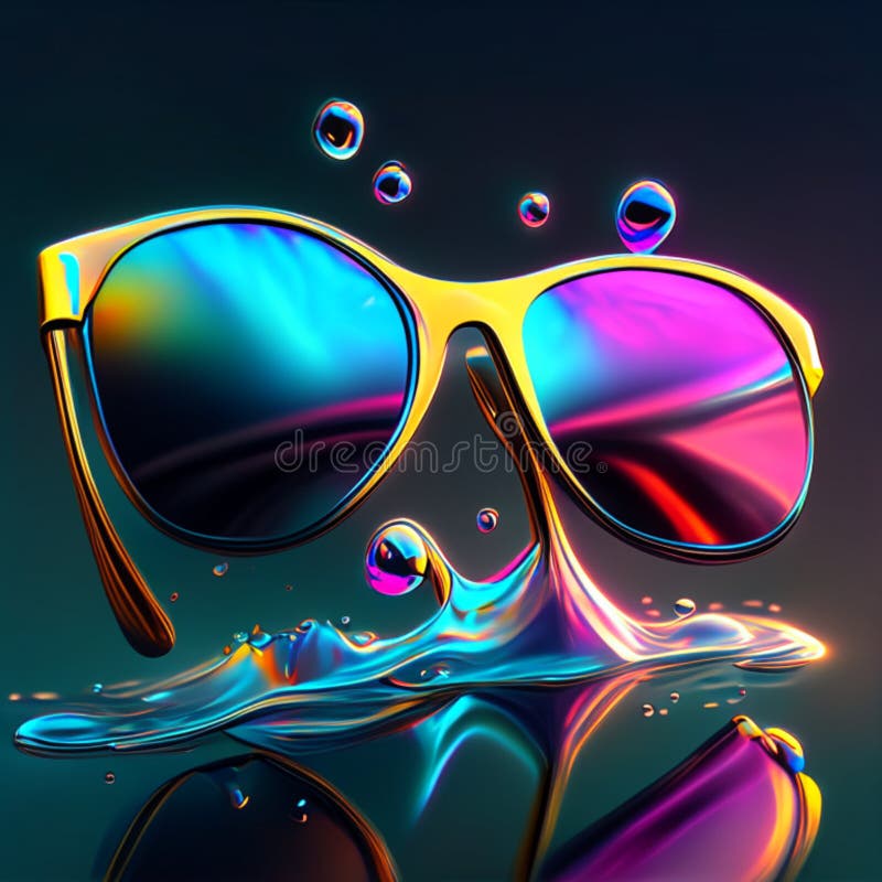 Sunglasses with Reflection in Water. 3d Vector Illustration Stock ...