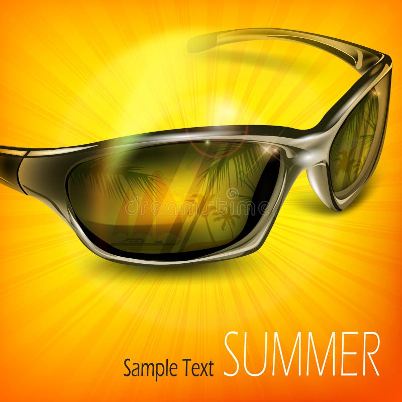 Sunglasses with Reflection on Yellow Stock Vector - Illustration of ...