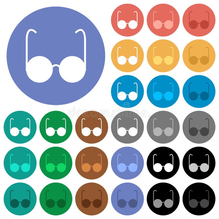 Sunglasses Solid Round Flat Multi Colored Icons Stock Vector - Illustration of disguise ...