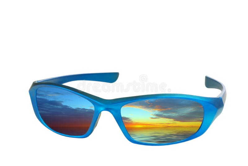 Sunglasses with a Sunset Reflection Stock Photo - Image of tranquil ...