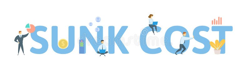 SUNK COST. Concept with People, Letters and Icons. Flat Vector ...