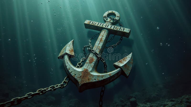Sunken Anchor Resting at Ocean Floor with Streaming Sunlight Stock ...
