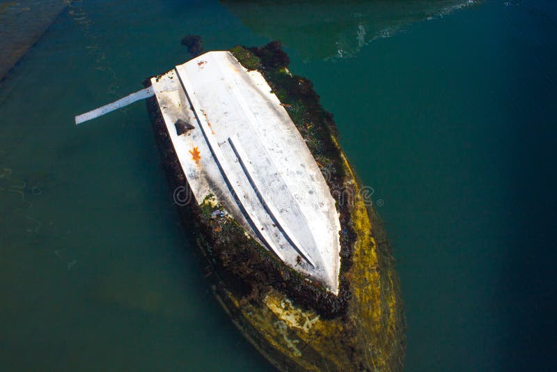 Sunken Boat in the Port on a Sea Stock Image - Image of regatta ...