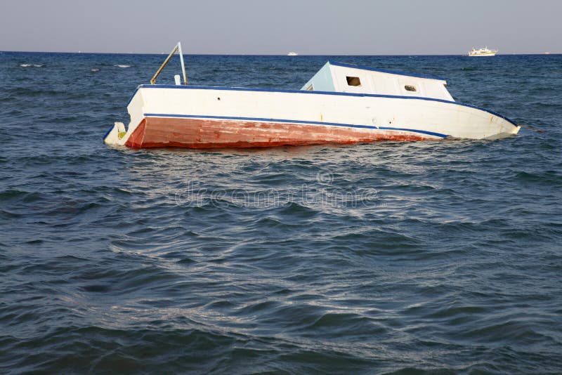 Sunken boat stock photo. Image of nautical, crash, transport - 36985888