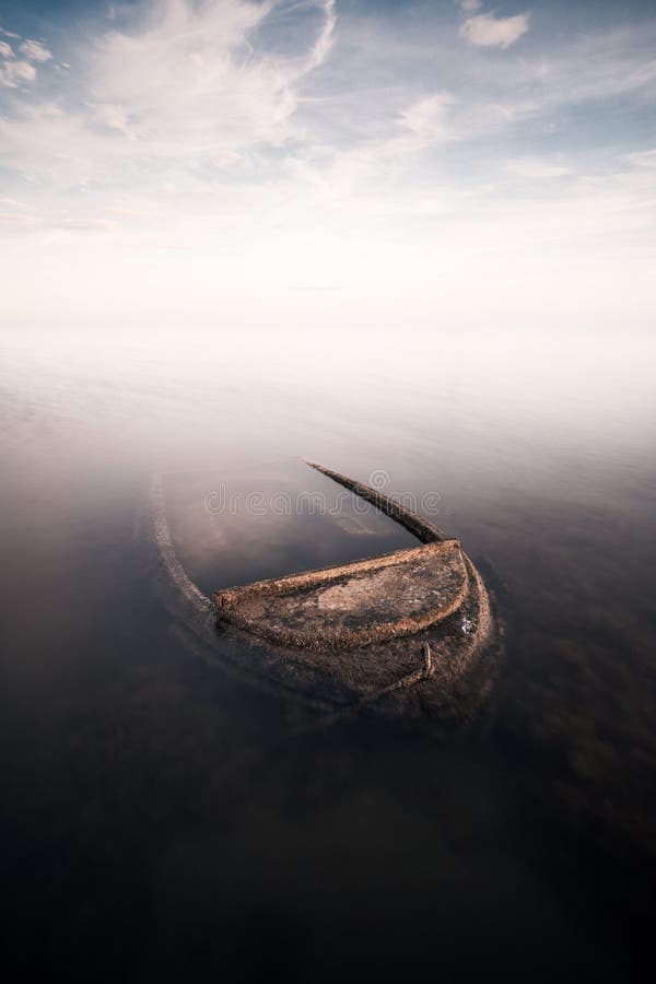 Sunken boat stock image. Image of beached, marin, boat - 239451967