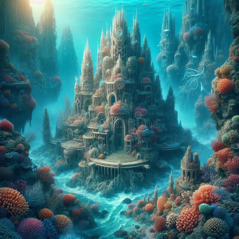 The Sunken Cities of the Coral Kingdoms Lost Cities Hidden with Stock ...