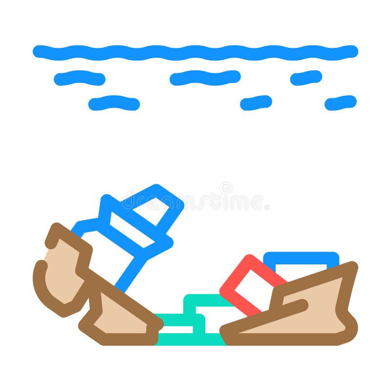 Sunken Container Ship Color Icon Vector Illustration Stock Vector ...