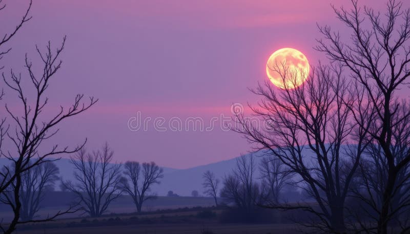 Sunken Moonlight Tones Diffused in Opaque Lilac Sky Glows and Softened ...