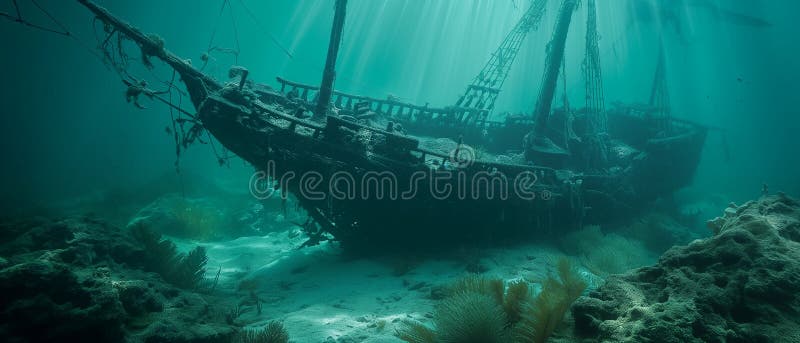 Sunken ship stock illustration. Illustration of shipwreck - 309773507