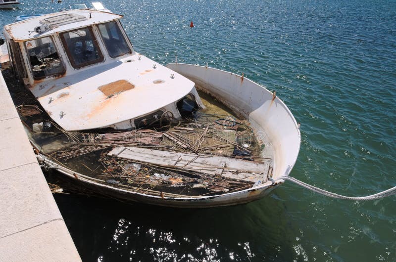 Sunken Ship at Harbor stock image. Image of shore, sunken - 74414591