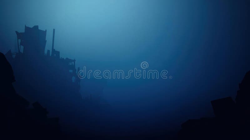 Sunken Shipwreck with Deep Ocean Stock Image - Image of deep, desolate ...
