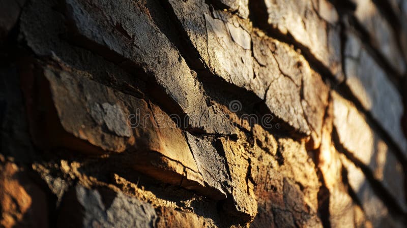 SunKissed Brick Wall Texture Weathered Facade with Warm Light and Shadow Play Stock Illustration ...