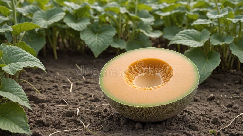SunKissed Cantaloupe Harvest Vibrant Melons in Lush Field Stock ...