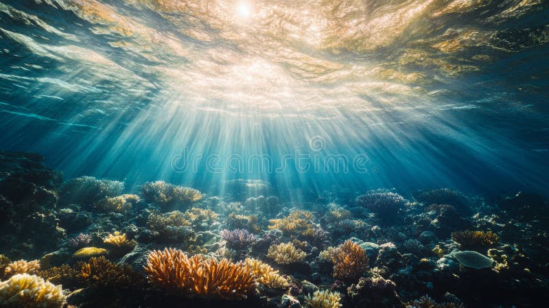 SunKissed Coral Reef Vibrant Underwater Ecosystem with Sunlight ...