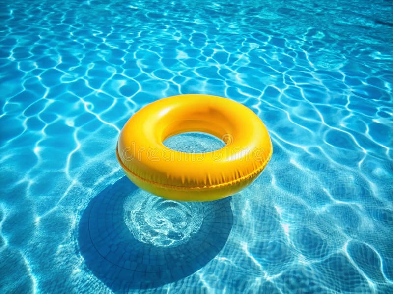 SunKissed Summer Fun a Bright Yellow Pool Float Pops Against a Deep ...
