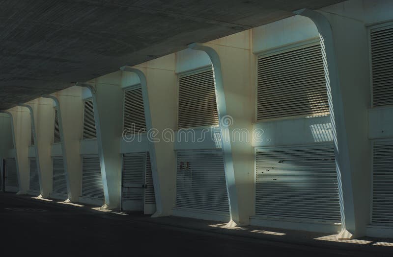 Sunlight Accentuating Lines and Shadows on a Building`s Wall Stock ...