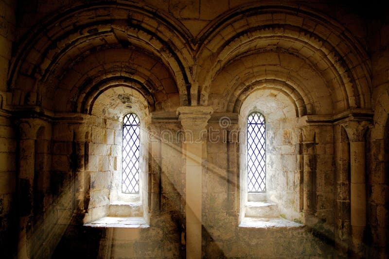Sunlight Streaming Gothic Windows Old Stone Building Stock Photos ...