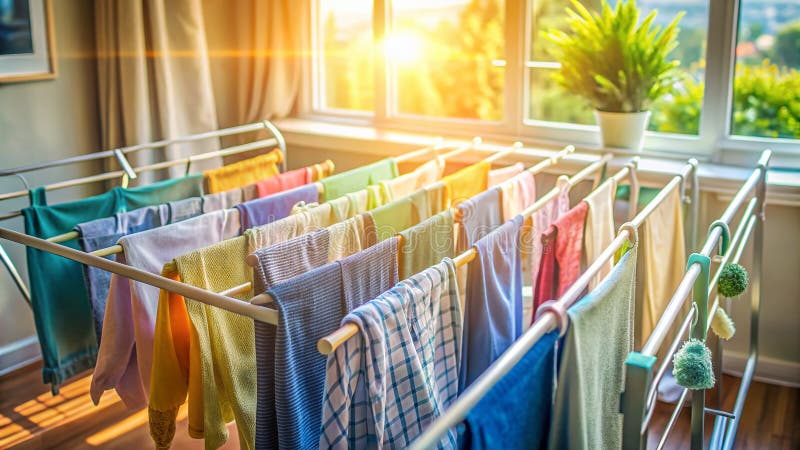 Sunlight Bathes Indoor Laundry Day a TiltShift Perspective on Freshly ...