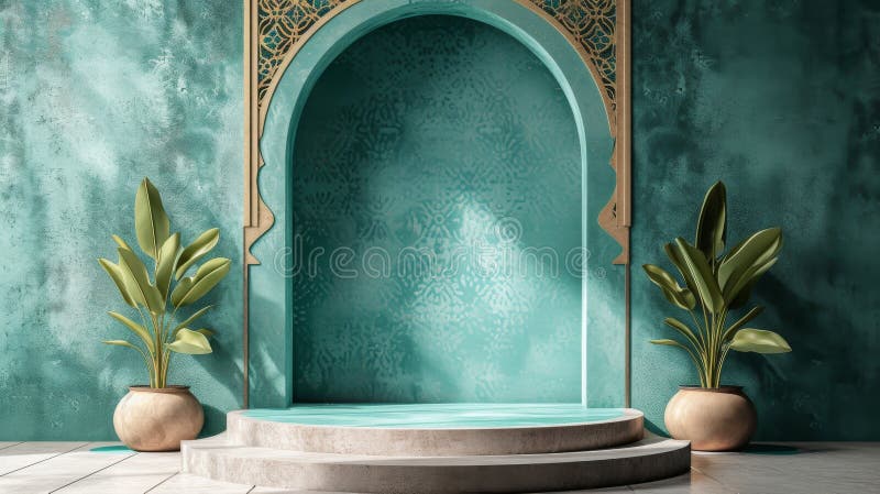 Intricate Arabic Arch Design in a Serene Space Stock Image - Image of ...