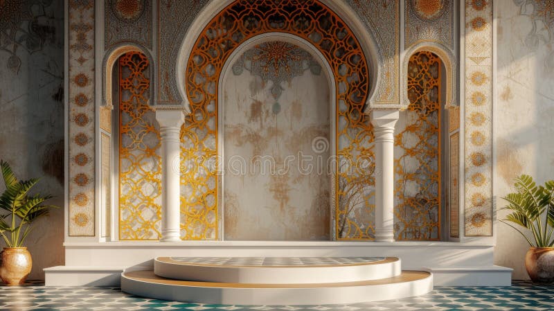 Intricate Arabic Arch Design in a Serene Space Stock Photo - Image of ...