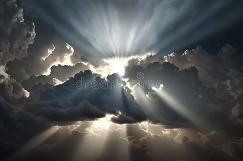 Sunlight Beaming through Clouds Stock Illustration - Illustration of ...