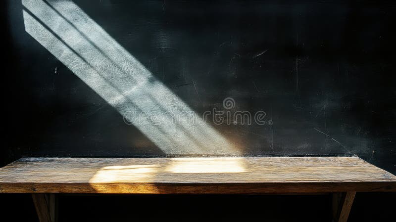 Sunlight Beaming through Window Onto Empty Wooden Table Surface Stock ...