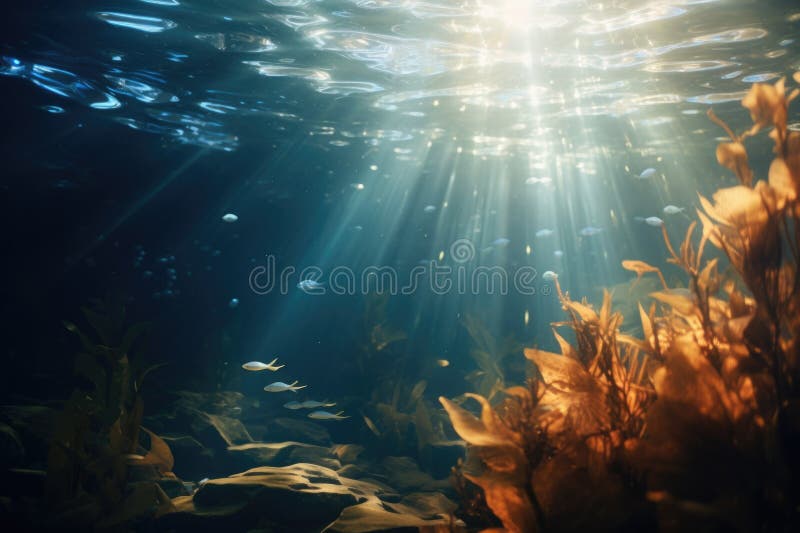 Sunlight Beams through Clear Water, Perfect for Nature Themes Stock ...