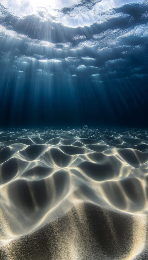 Sunlight Beams and Clouds Reflected Underwater Illuminate Undulating ...