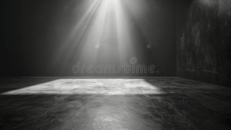 Sunlight Beams in Dark Room with Dusty Air and Concrete Floor Stock ...